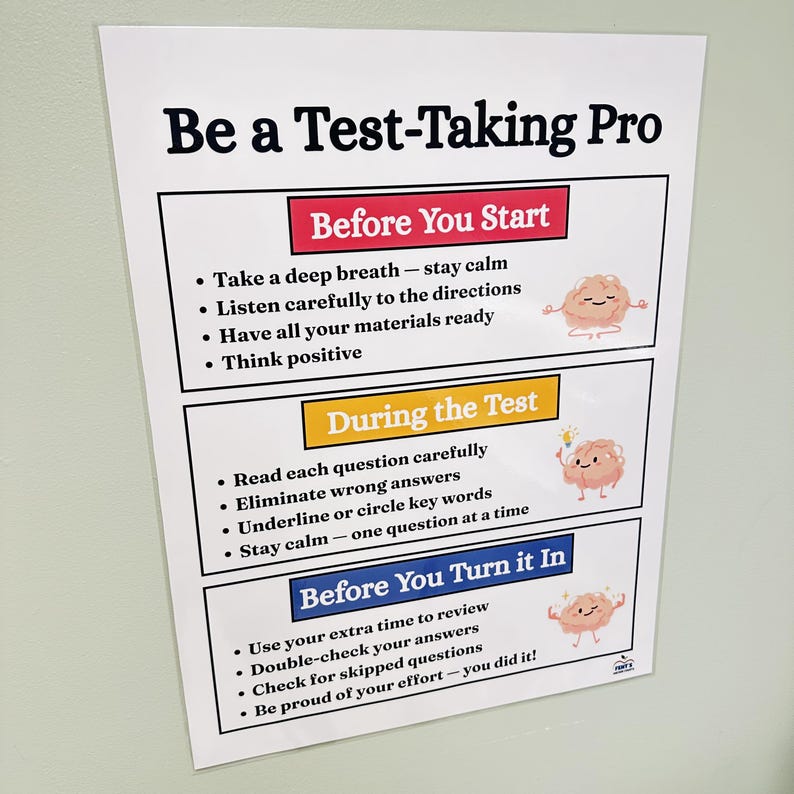 Test Taking Strategies Poster | State Test Anchor Chart | SEL Classroom ...