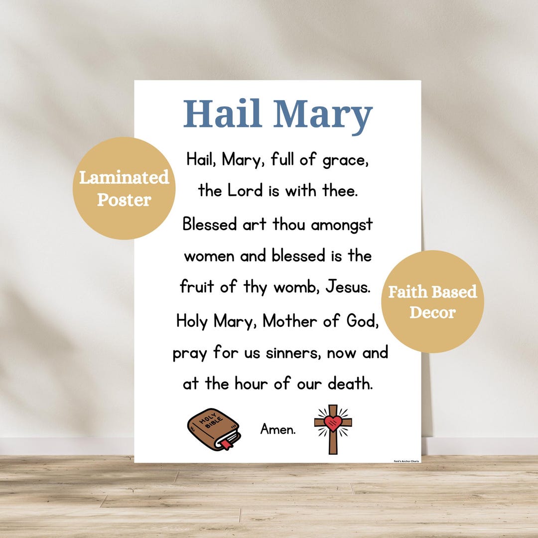 Hail Mary Poster for Children | Catholic Classroom Decor - Etsy