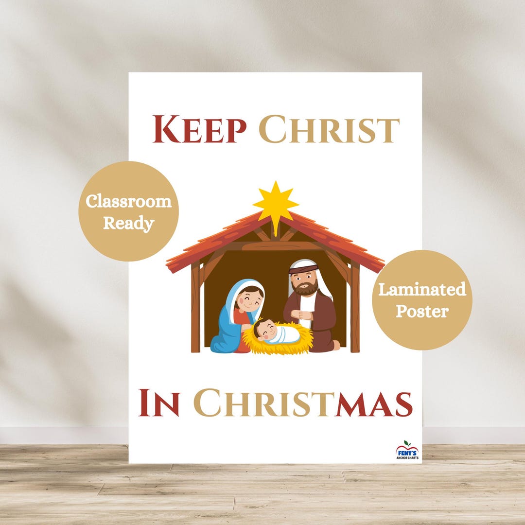 Keep Christ in Christmas Poster, Nativity Scene for Kids, Christian ...