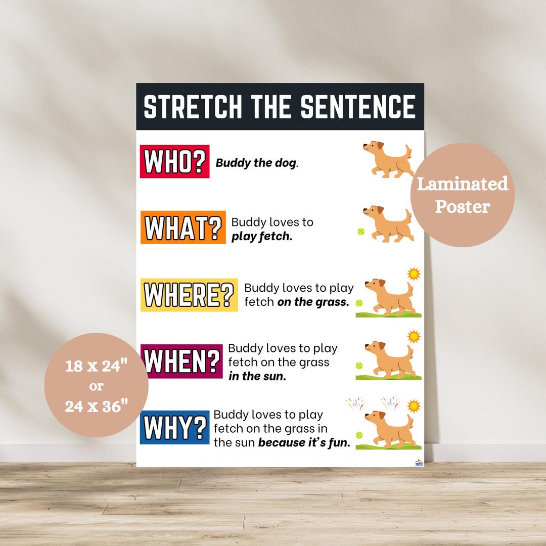 Stretch the Sentence Anchor Chart, Expand Your Writing Poster, Sentence ...