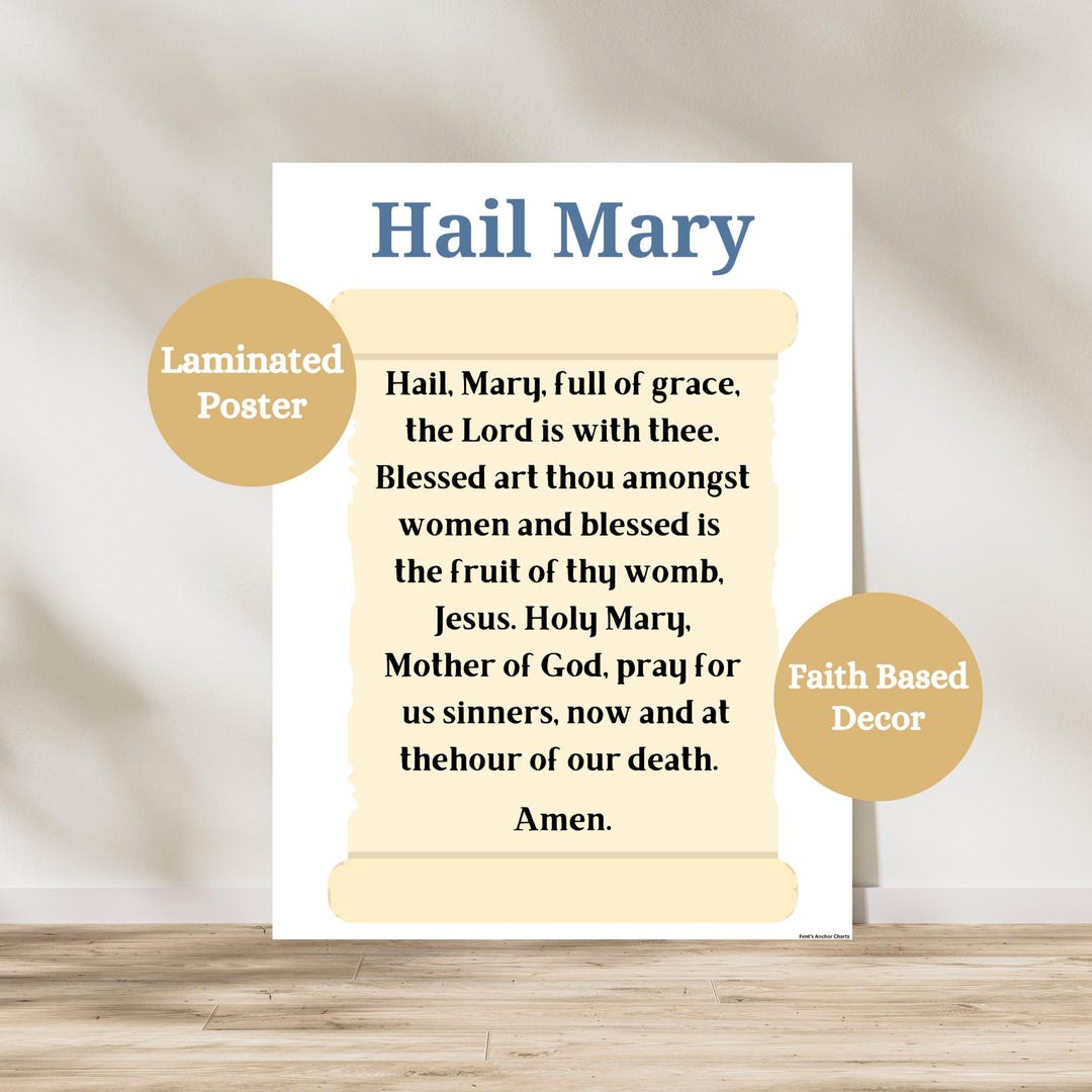 Hail Mary Prayer Laminated Poster | Catholic Classroom Decor - Etsy Canada