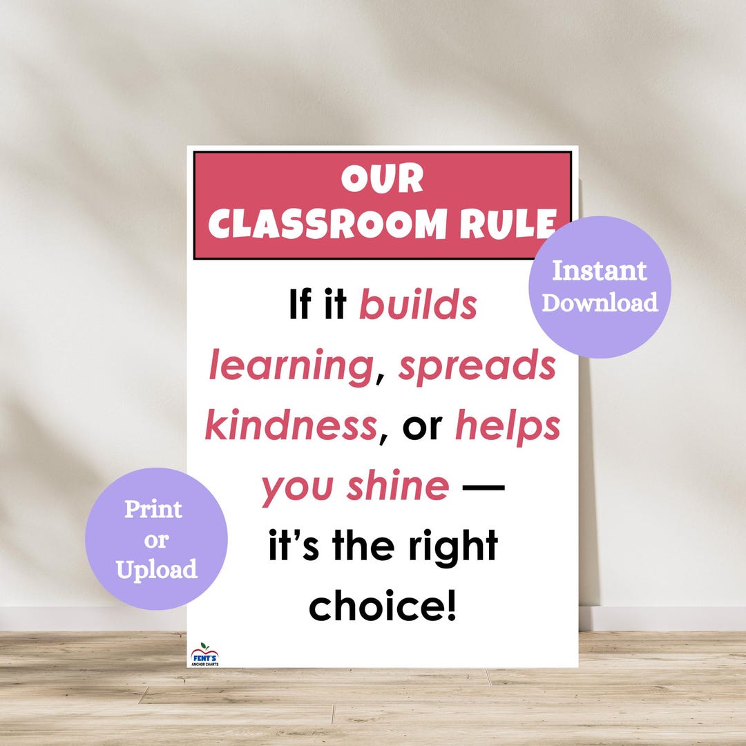 Our Rule Classroom Anchor Chart, Printable One Classroom Rule Poster ...