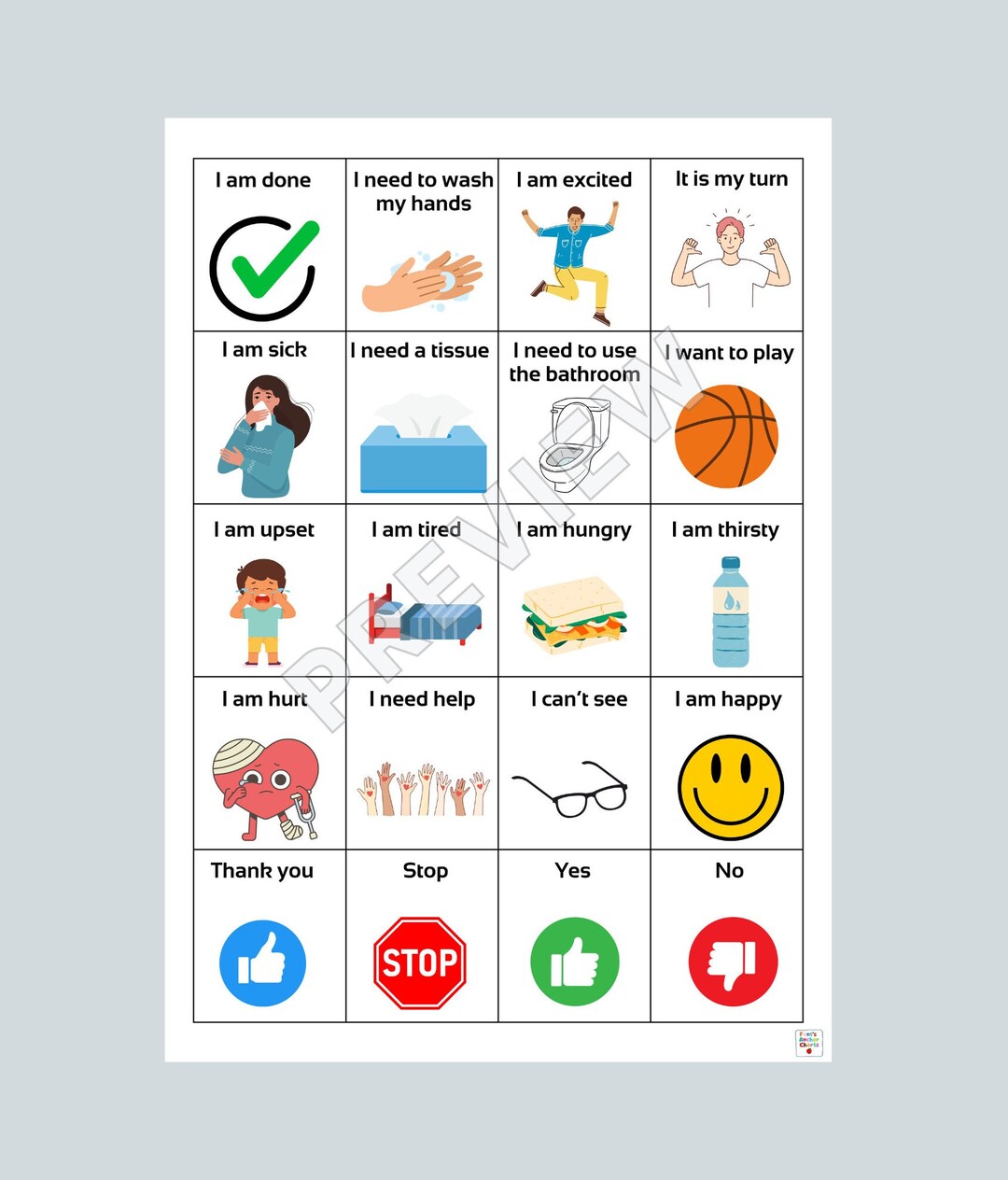 Special Education Communication Board Anchor Chart, Non Verbal ...