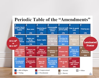 Bill of Rights Anchor Chart, 10 Amendments Poster, US Constitution ...