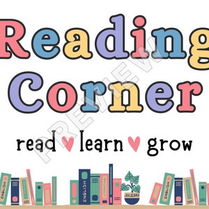 Reading Corner Poster, Reading Classroom Poster, Reading Nook Poster ...