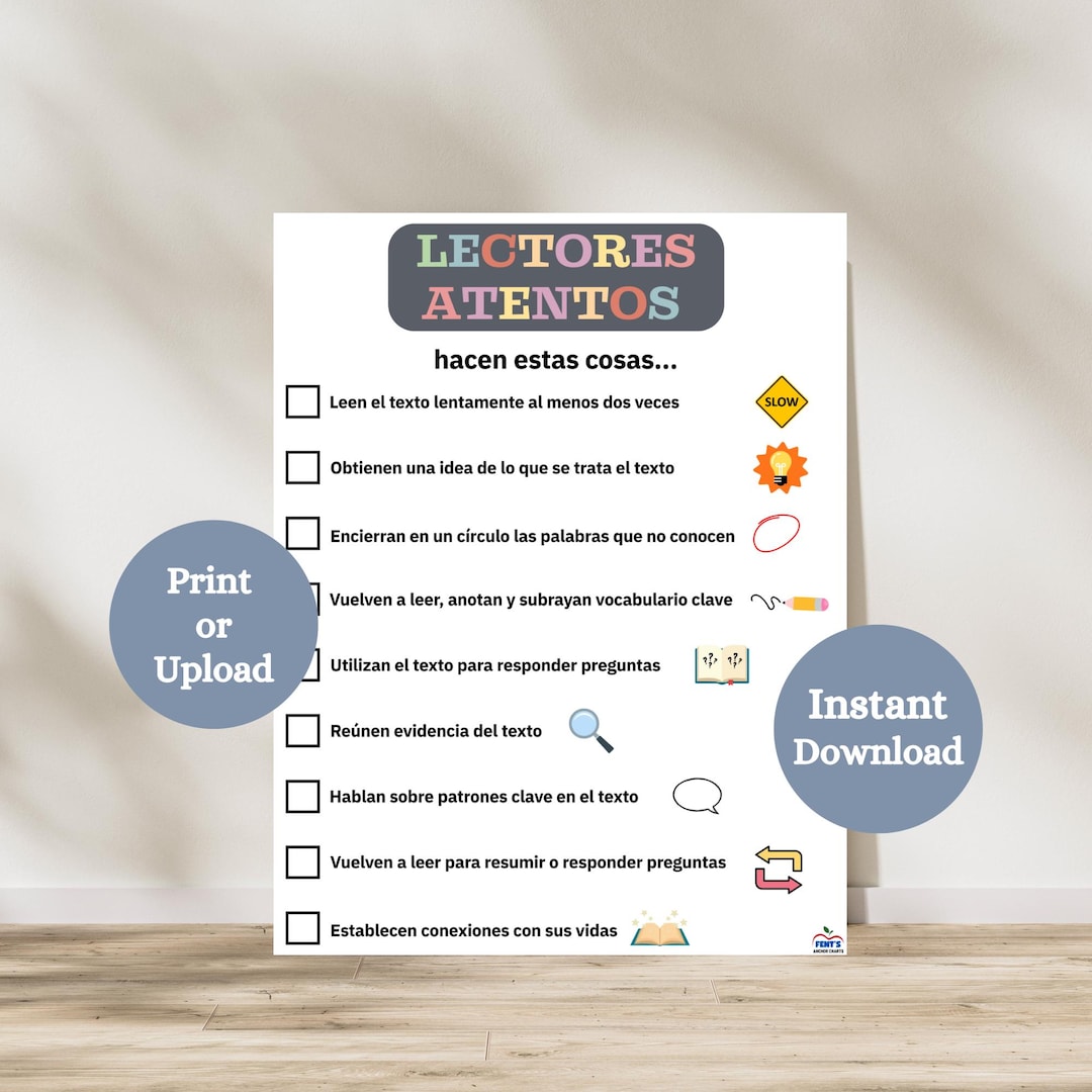 Close Reading Anchor Chart, Steps for Close Reading in Spanish, Reading ...
