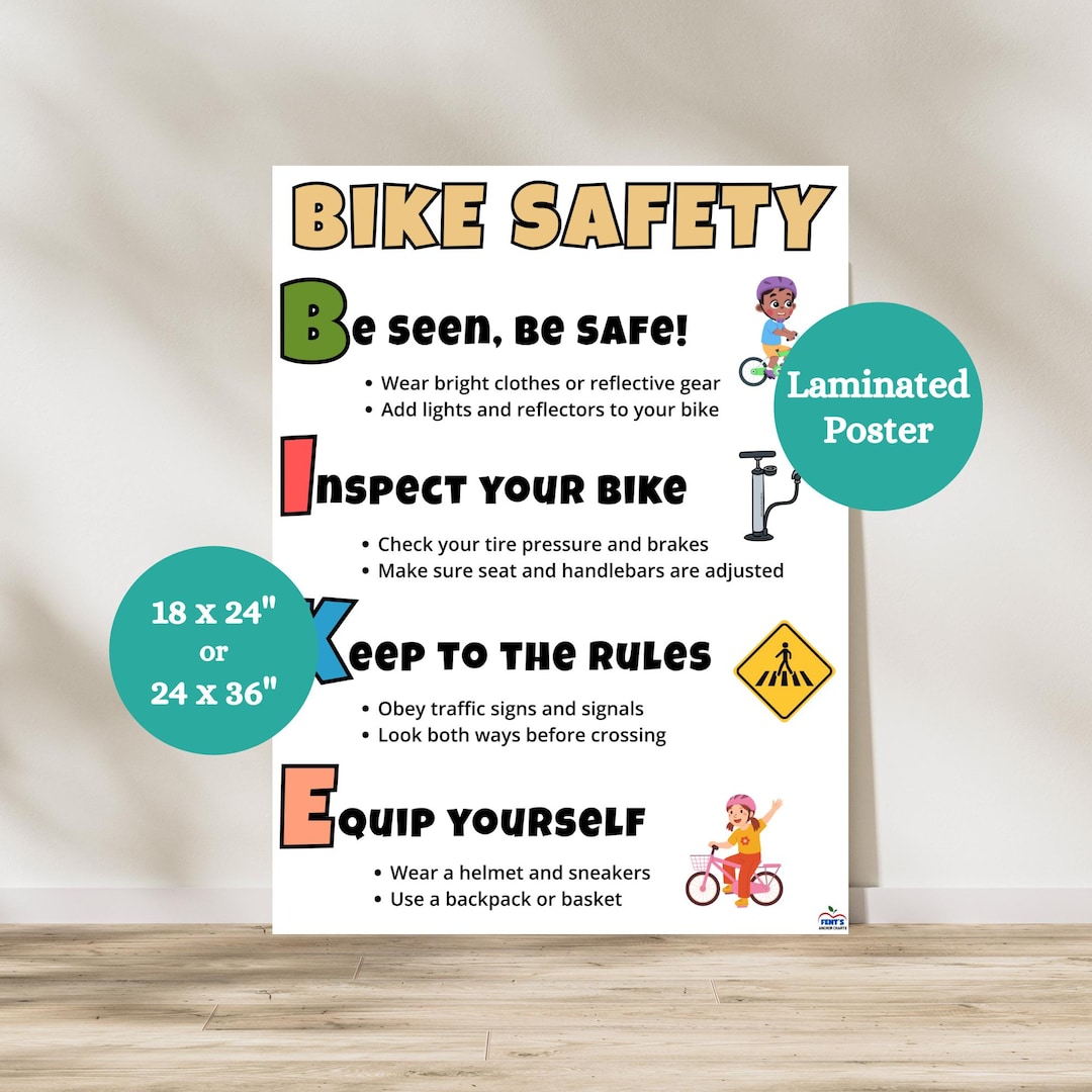 Bike Safety Poster, Bike Safety Anchor Chart for Kids, Physcial ...