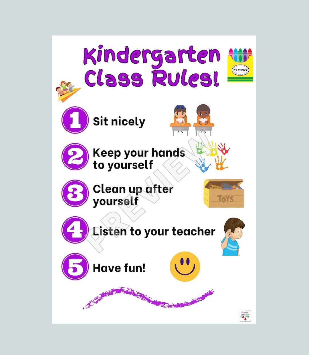 Kindergarten Class Rules Anchor Chart, Classroom Agreement ...