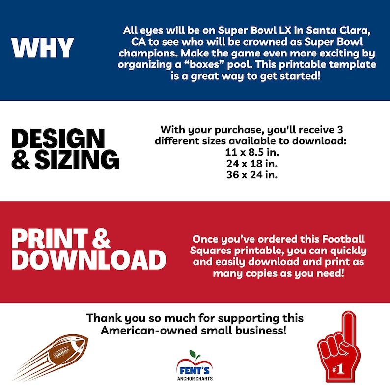 Printable 2026 Football Championship Squares | Big Game Football Pool ...