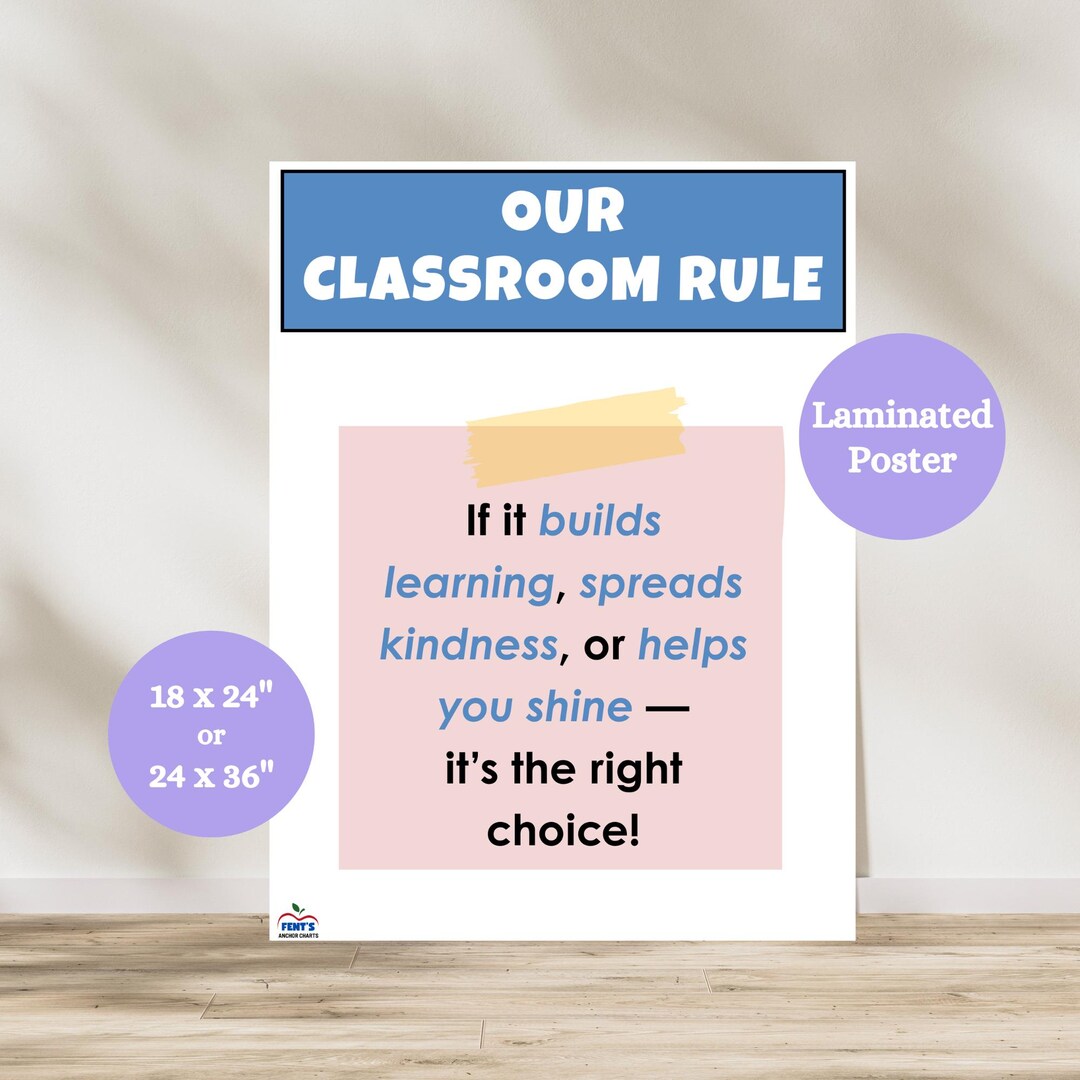 Our Classroom Rule Anchor Chart, One Rule Classroom Poster, Positive ...