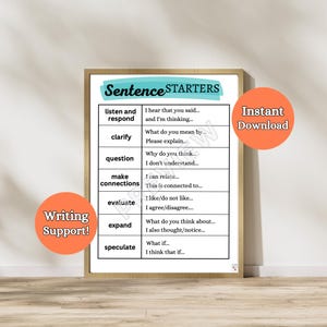 Printable Sentence Starters Worksheet, Sentence Starters Anchor Chart ...