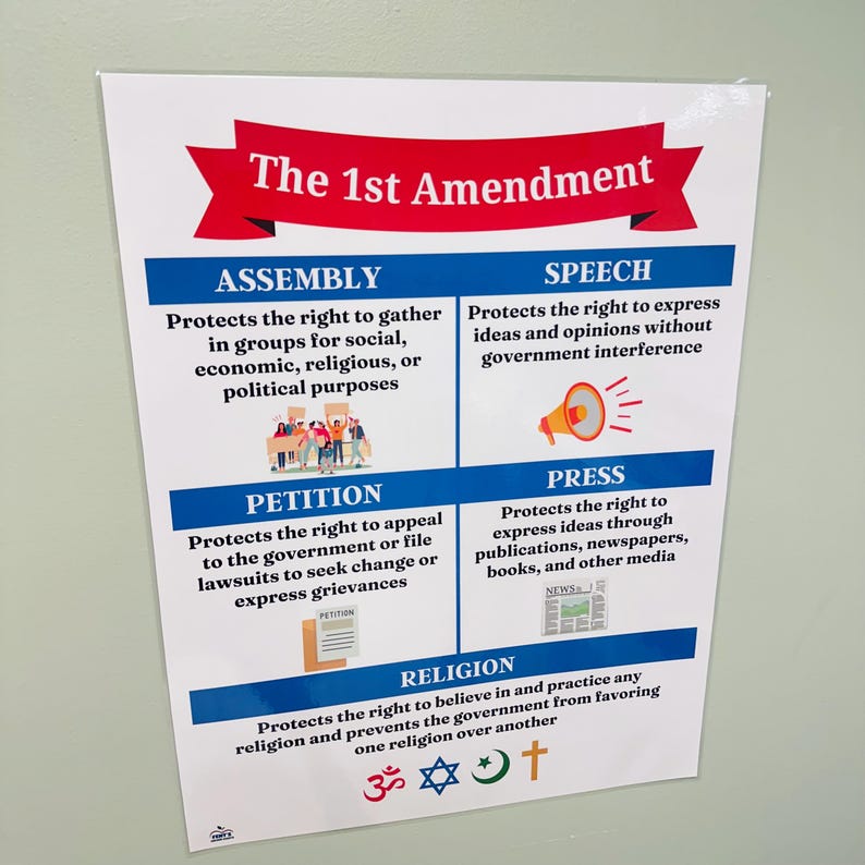 First Amendment Laminated Poster | Bill of Rights Anchor Chart - Etsy