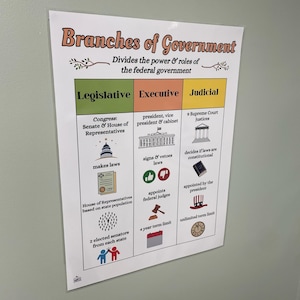 Three Branches of Government Anchor Chart, Separation of Powers ...