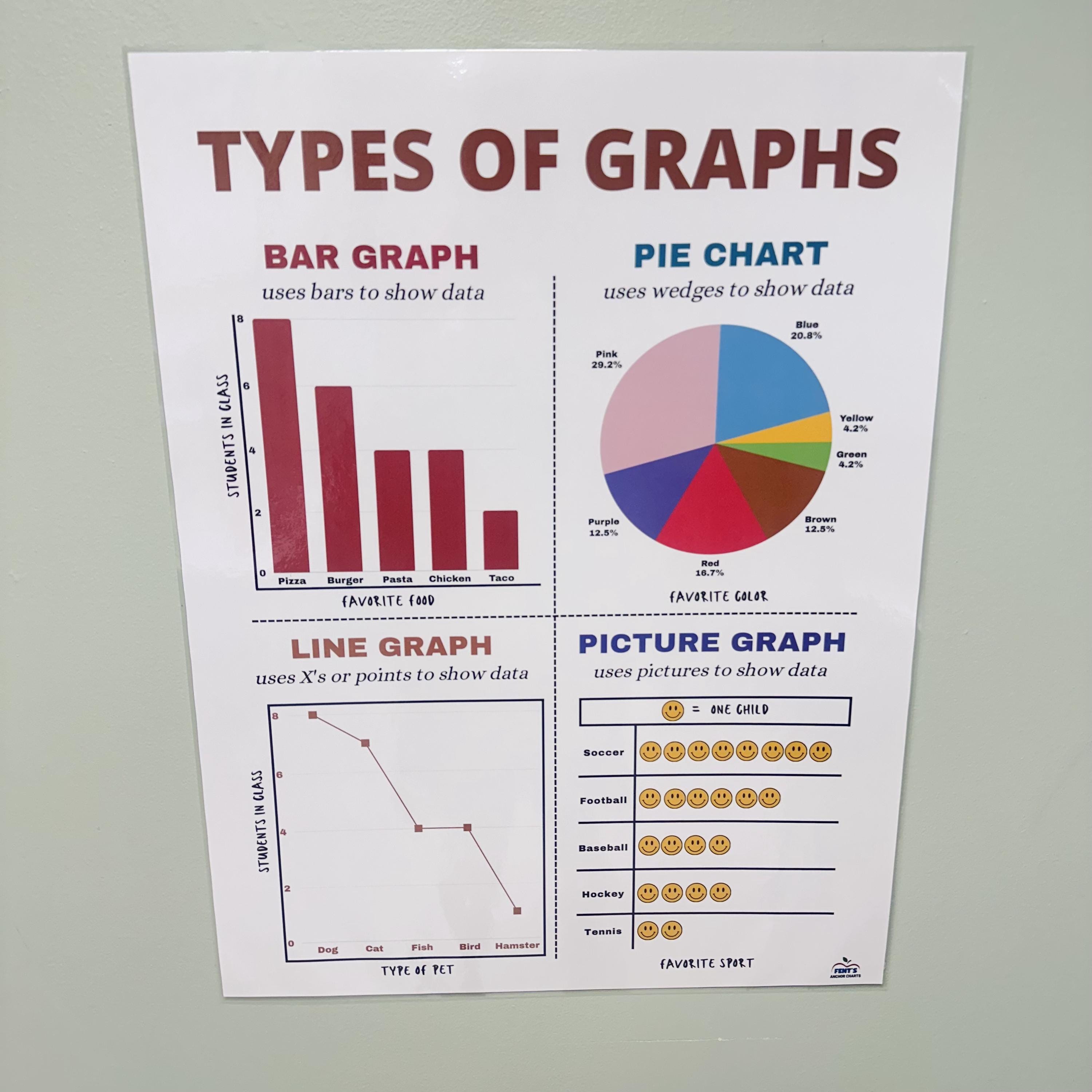 Buy Types of Graphs Laminated Poster | Math Classroom Anchor Charts ...
