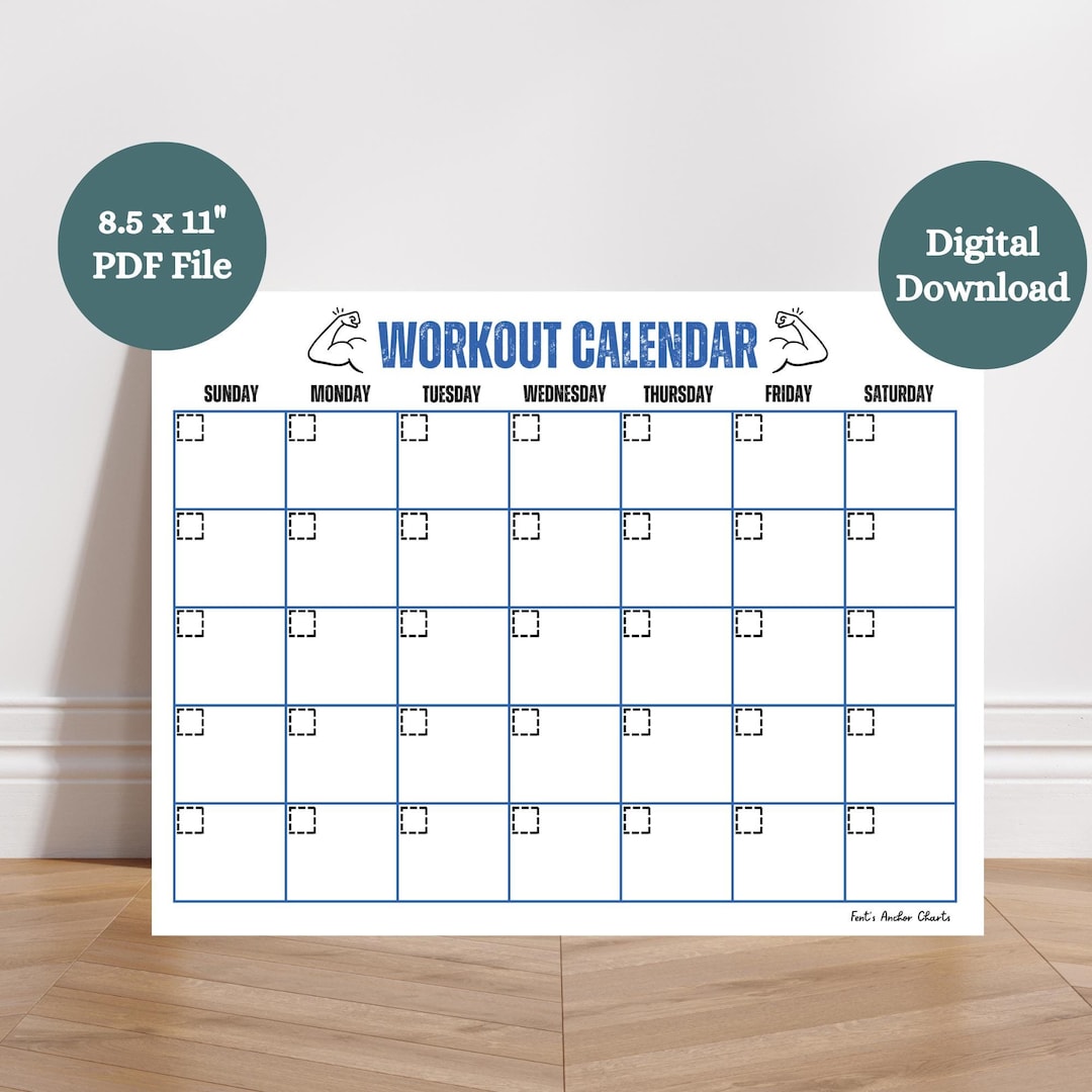 2025 Printable Workout Calendar, Monthly Workout Calendar, Customizable ...