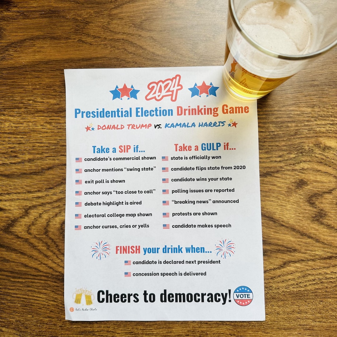 Presidential Election Drinking Game, Election Night Party Game, Fun ...