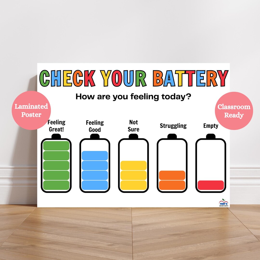 Check Your Battery Feelings Poster | SEL Laminated Anchor Chart - Etsy
