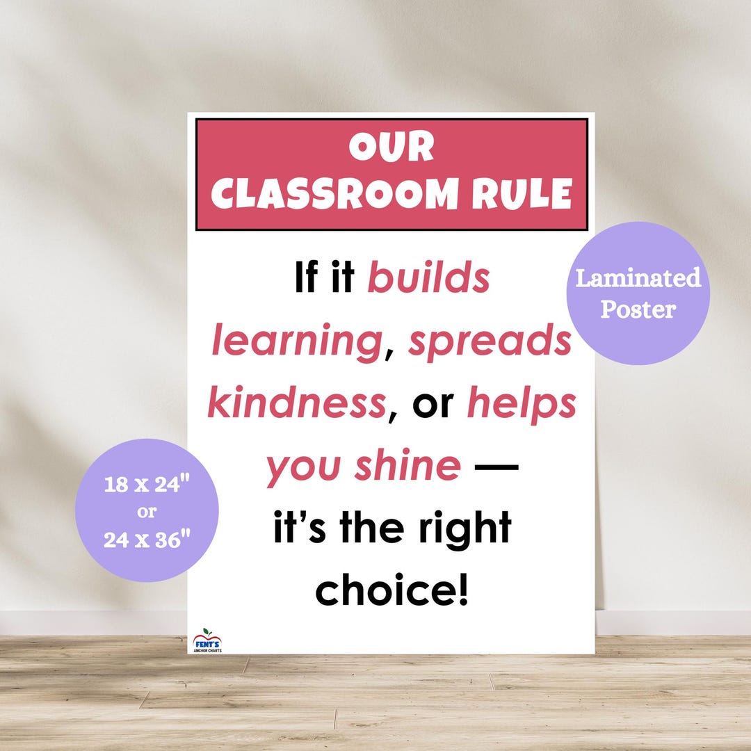 Our Classroom Rule Anchor Chart, One Classroom Rule Poster, Positive ...