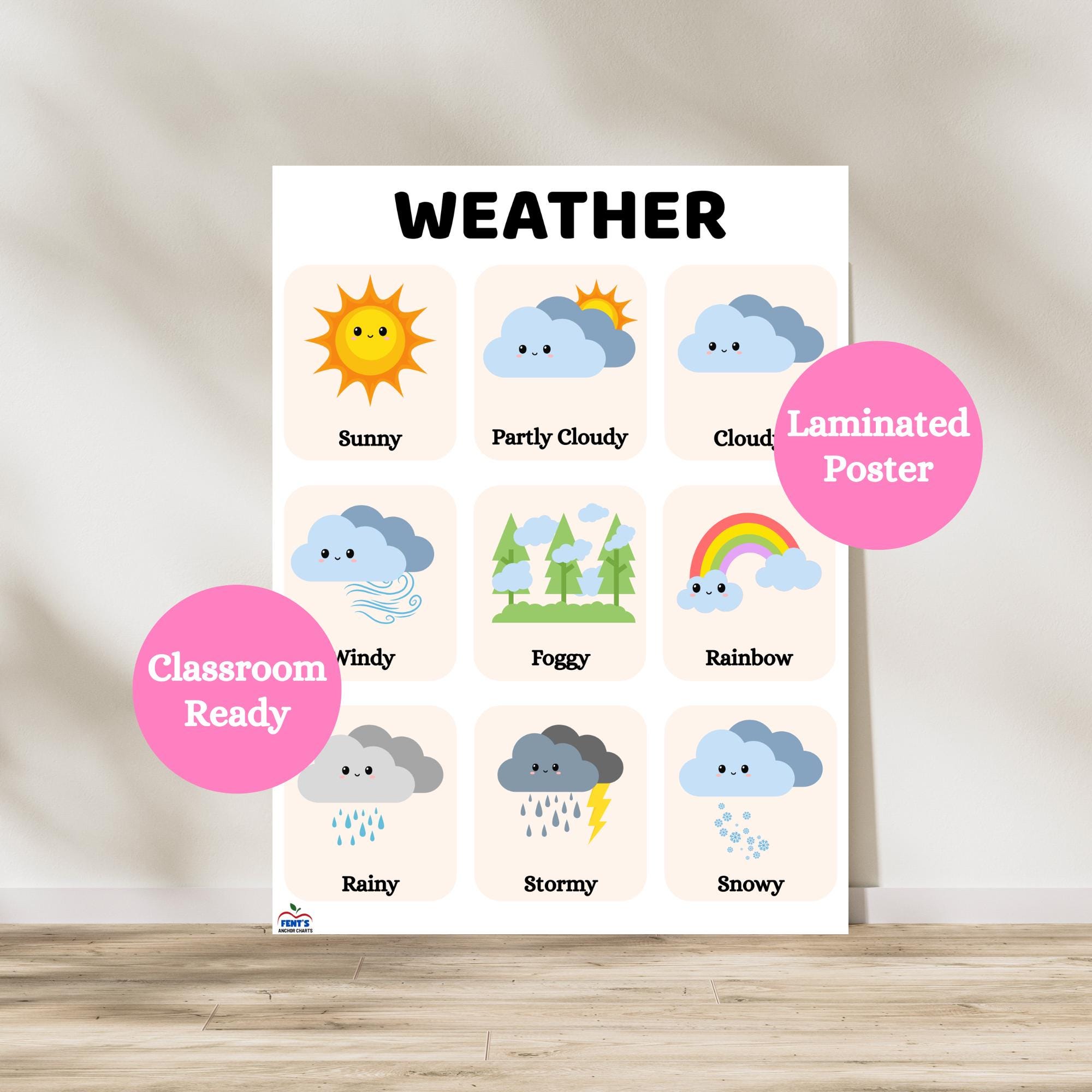 Weather Poster, Classroom Weather Chart for Kids, Kindergarten ...