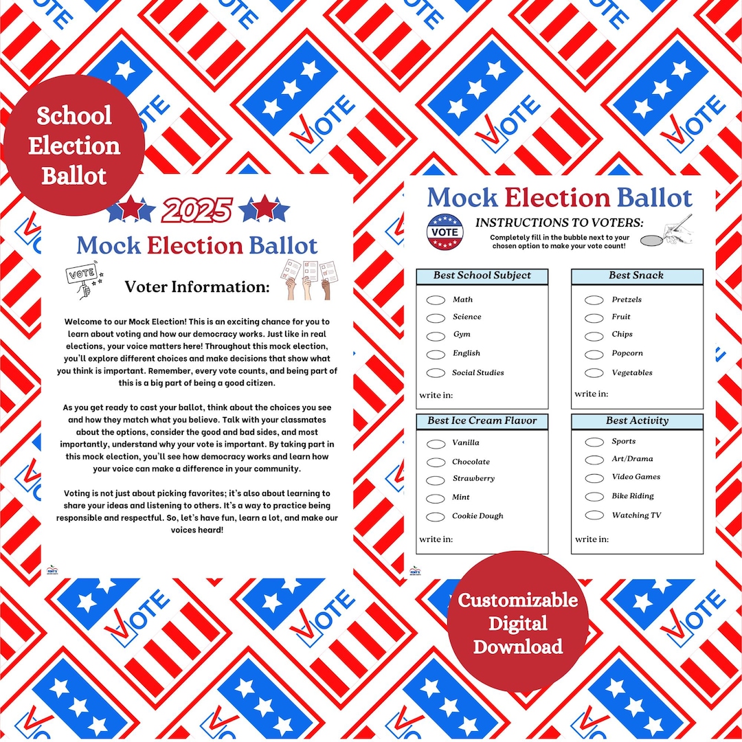 Elementary Mock Election Ballot Printable, Mock Ballot School Resources ...