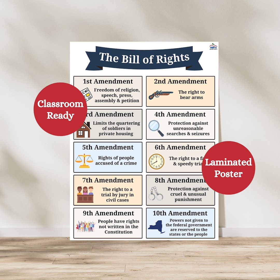 Bill of Rights Anchor Chart | High School Civics Classroom Poster | 10 ...