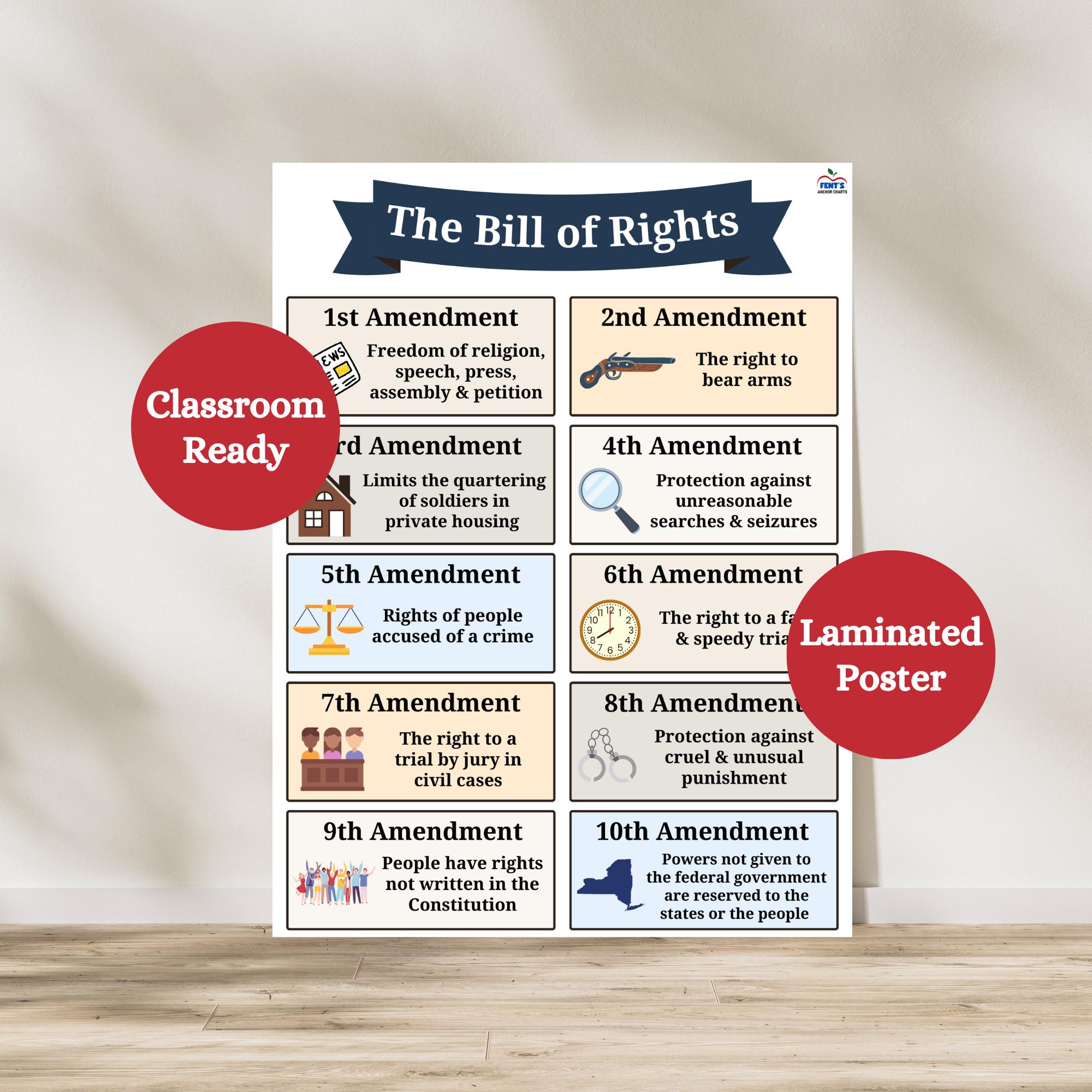 Bill of Rights Anchor Chart | High School Civics Classroom Poster | 10 ...