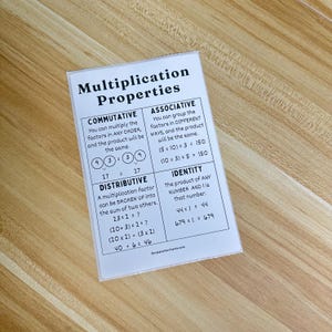 Multiplication Properties Anchor Chart, Math Properties Poster, Math ...