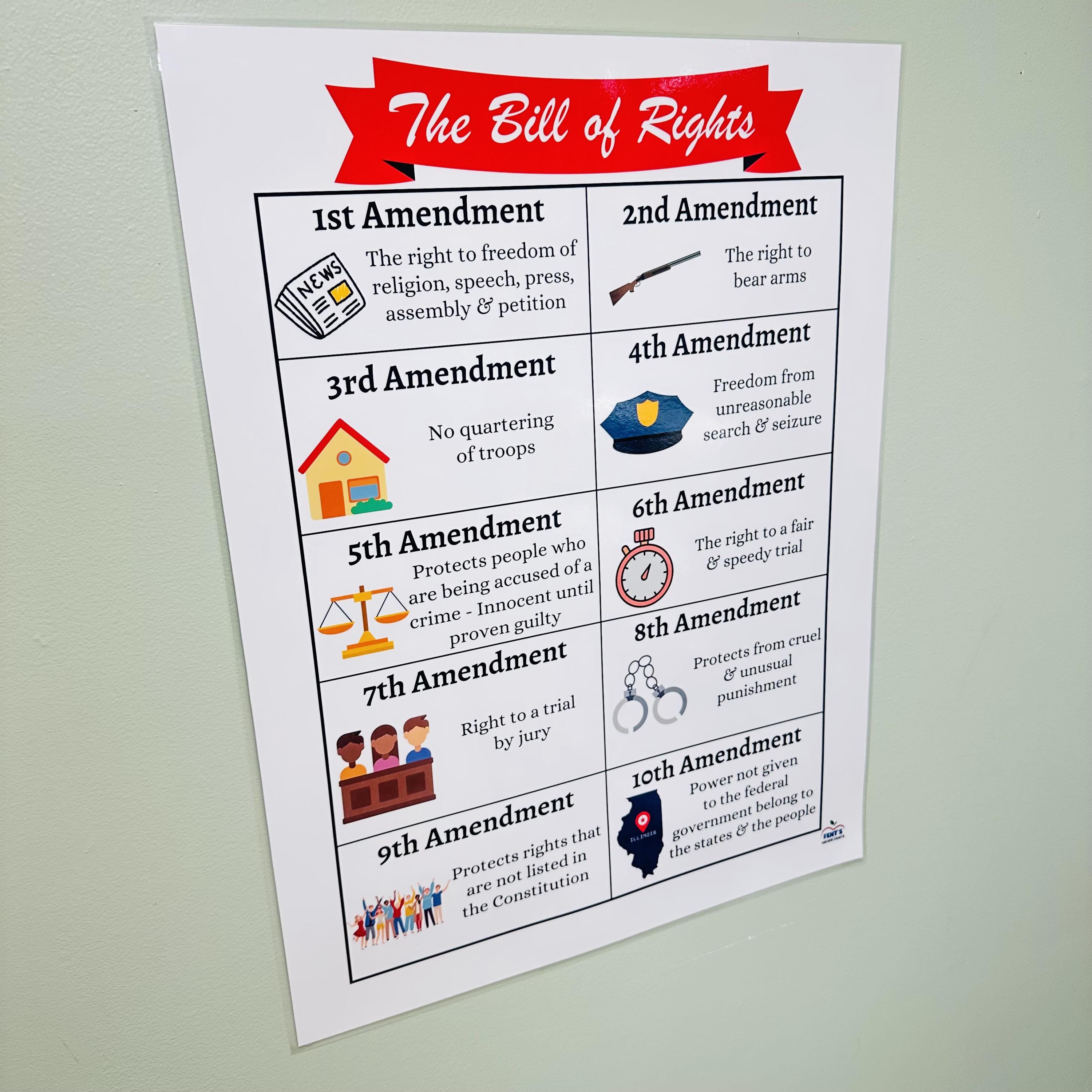 Bill of Rights Anchor Chart, 10 Amendments Poster, US Constitution ...