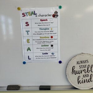 Characterization Anchor Chart, STEAL Acronym Anchor Chart, Character ...