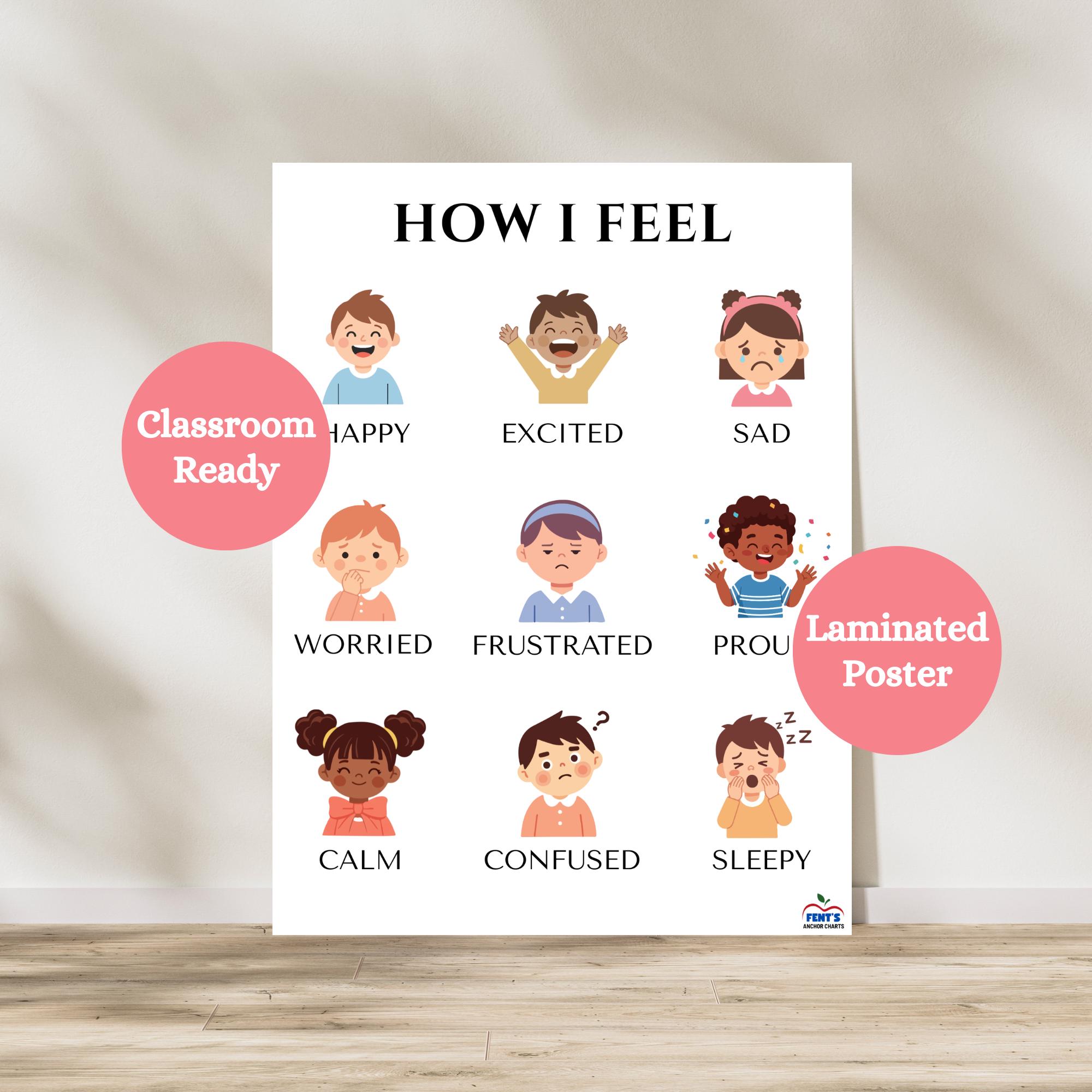 How I Feel Poster | Laminated Feelings Chart for Kids | SEL Anchor ...