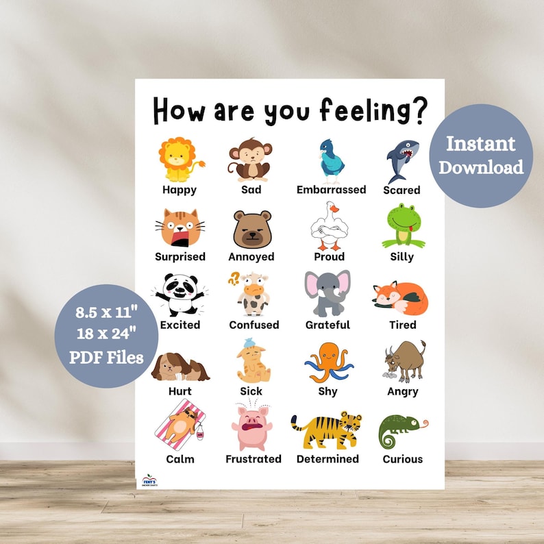 Feelings Check in Chart, Social Emotion Check in Chart for Classroom ...