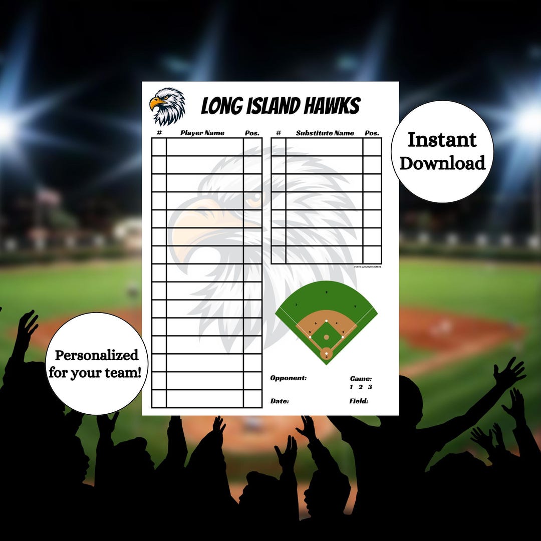 Personalized Baseball Lineup Card, Printable Baseball Lineup Card ...