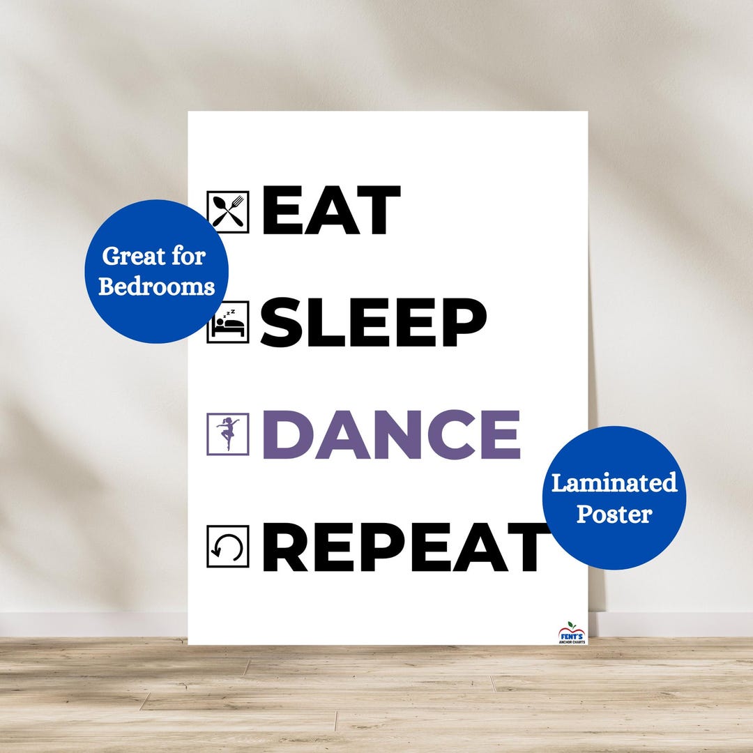 Dance Poster for Bedroom | Eat Sleep Dance Repeat Print | Personalized ...