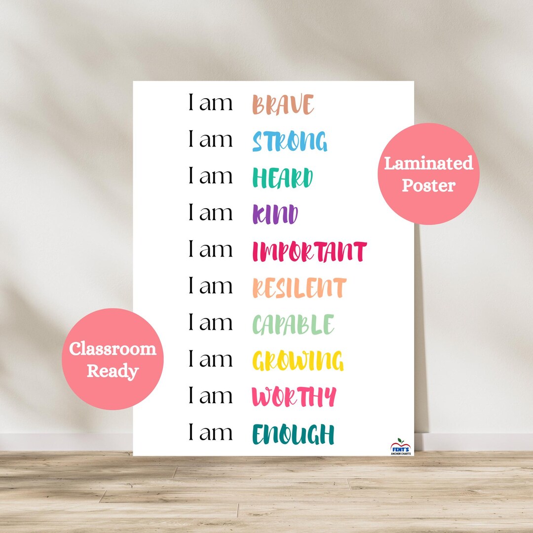 I Am Statements Laminated Poster | Classroom Positivity Decor - Etsy