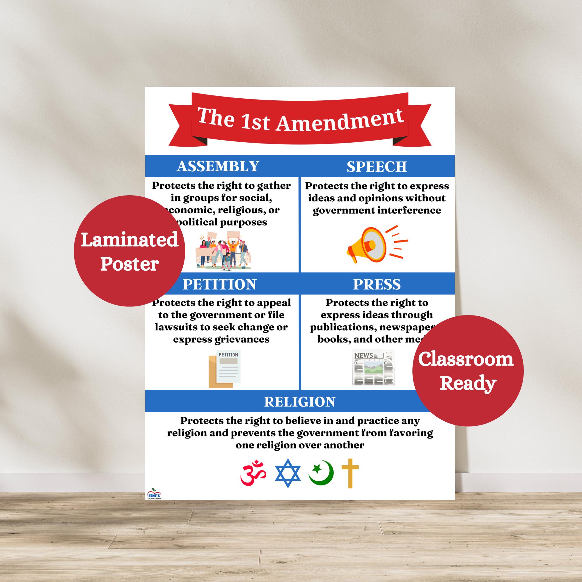 First Amendment Laminated Poster | Bill of Rights Anchor Chart - Etsy