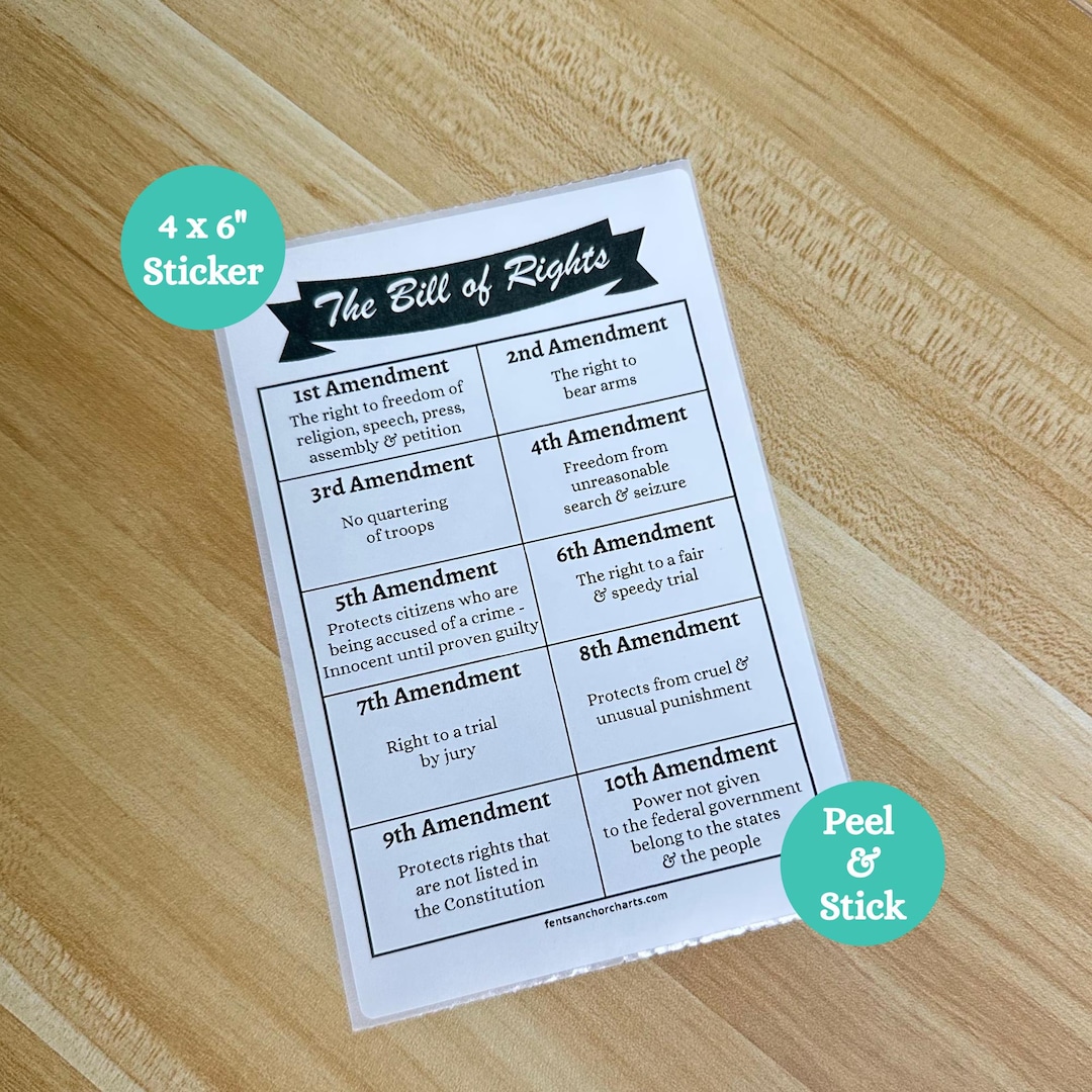 Bill of Rights Resources, 10 Amendments Anchor Chart, American History ...