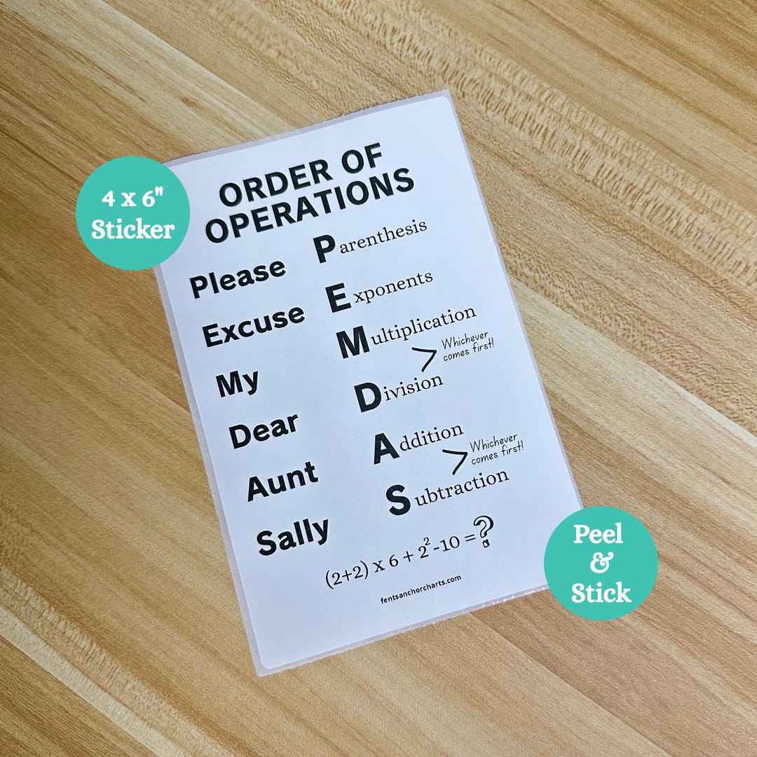 Order of Operations Math Anchor Chart, PEMDAS Acronym Math Poster, Math ...