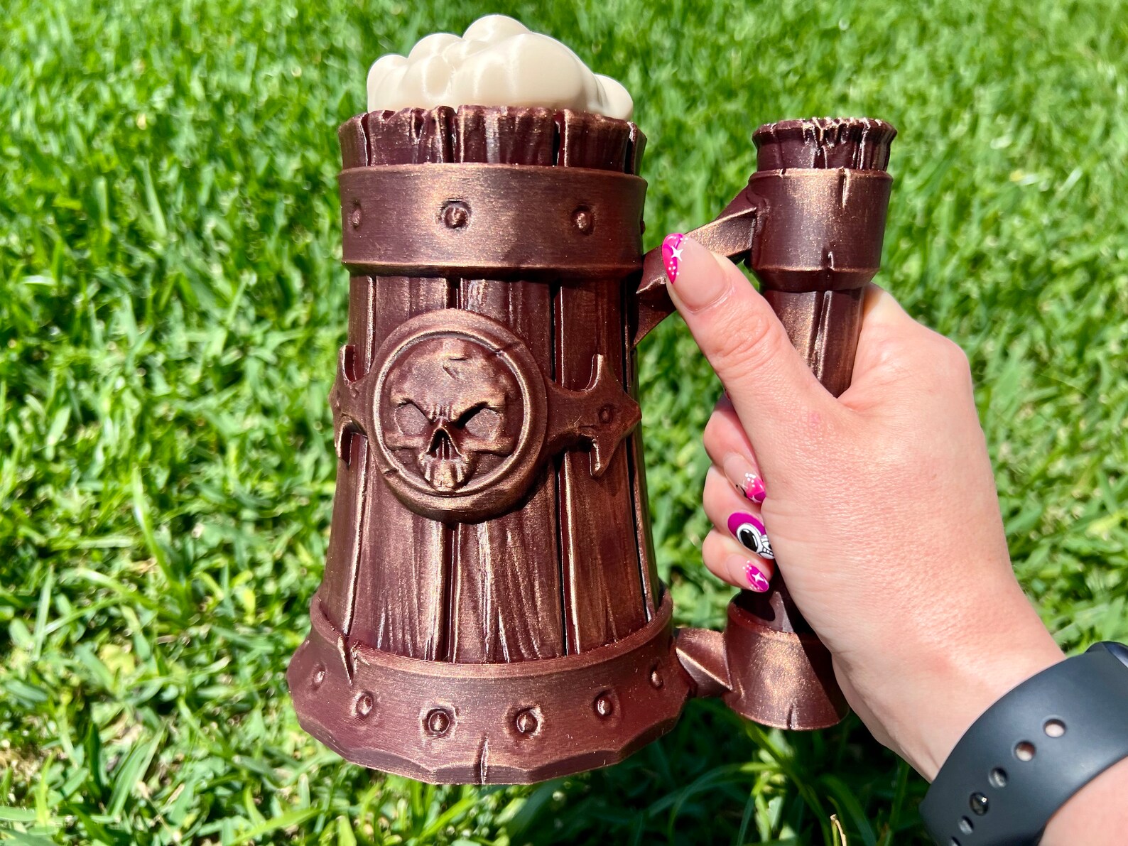 Rustic Faux Wood Tavern Mug Can Holder Dice Roller HAND PAINTED Mythic ...