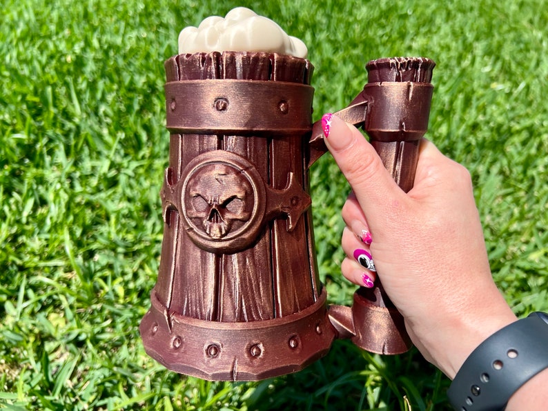 Rustic Faux Wood Tavern Mug Can Holder Dice Roller HAND PAINTED Mythic ...