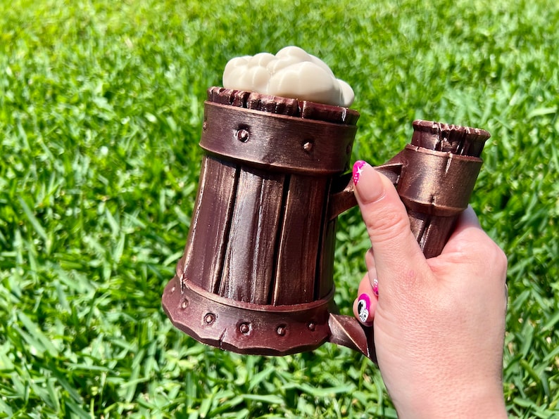 Rustic Faux Wood Tavern Mug Can Holder Dice Roller HAND PAINTED Mythic ...