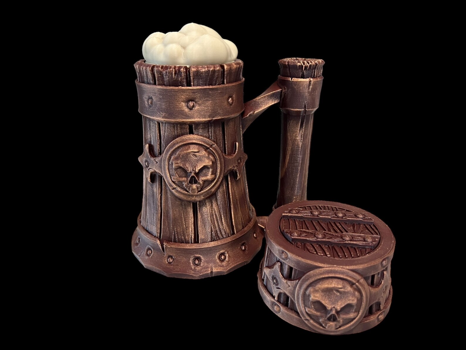 Rustic Faux Wood Tavern Mug Can Holder Dice Roller HAND PAINTED Mythic ...