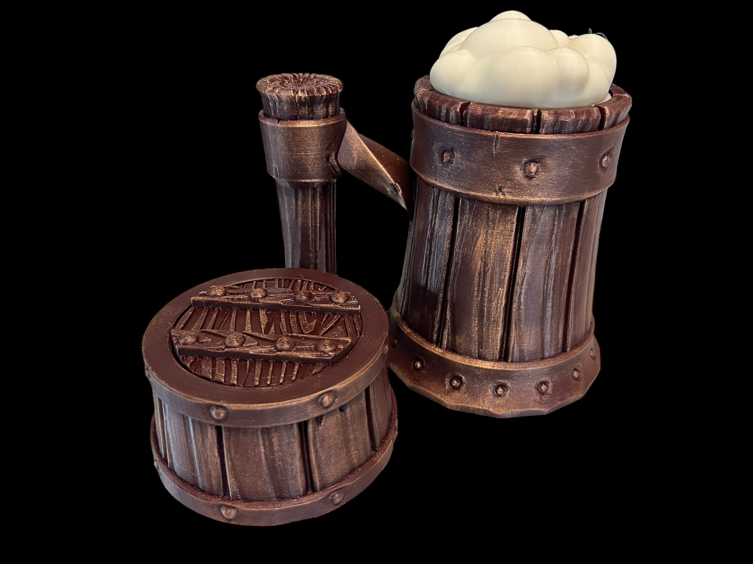 Rustic Faux Wood Tavern Mug Can Holder Dice Roller HAND PAINTED Mythic ...