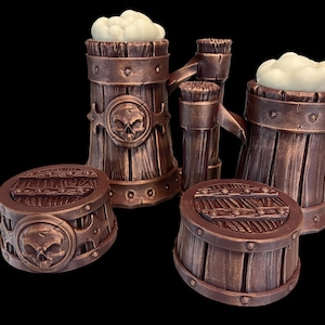 Rustic Faux Wood Tavern Mug - Can Holder - Dice Roller - HAND PAINTED ...