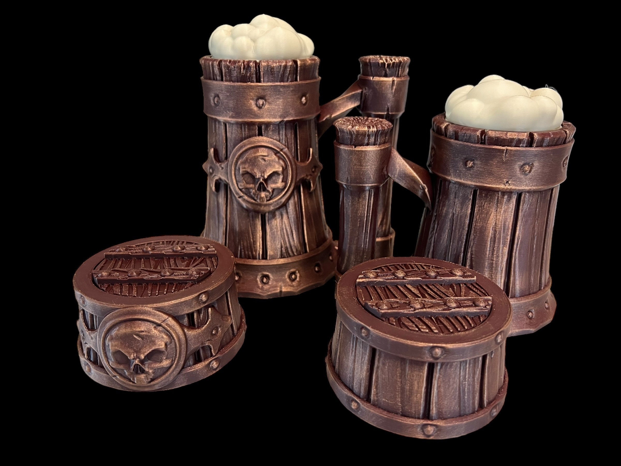 Rustic Faux Wood Tavern Mug Can Holder Dice Roller HAND PAINTED Mythic ...