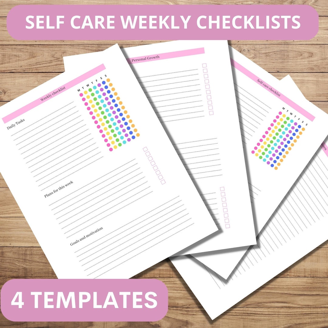 Self-care Weekly Templates, Checklists Bundle, Printables, Weekly Self ...