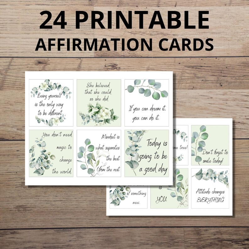 24 Positive Affirmation Card Deck, Printables, Manifesting Kit, Self ...