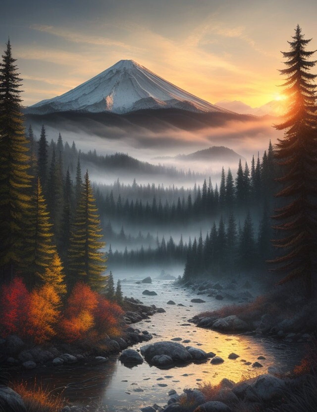 Instant Download Morning Sunrise Digital Art by Beholdersai, Unique ...