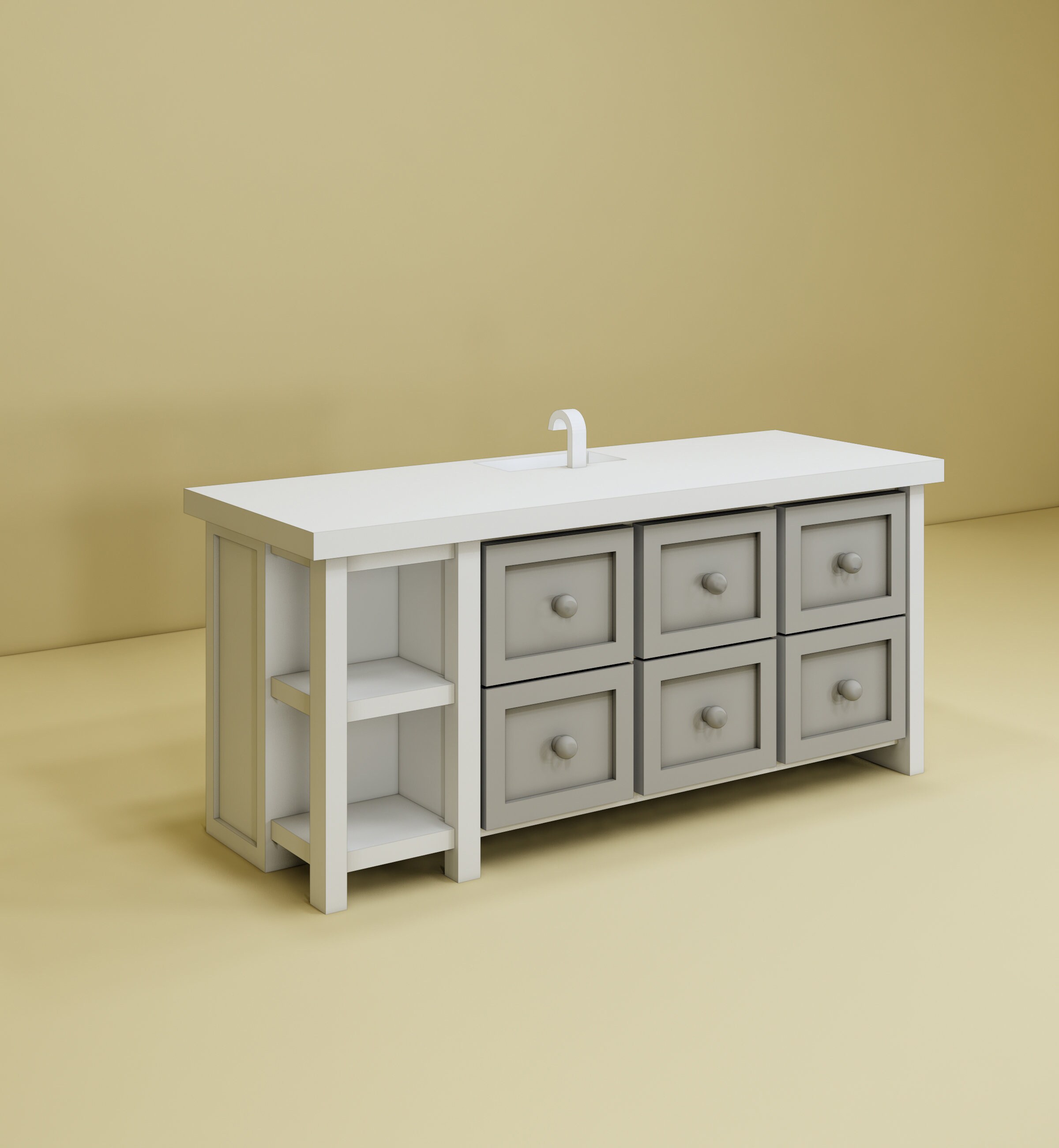 Kitchen Countertop Model-1 STL File - Miniature Furniture - Dollhouse 1 ...