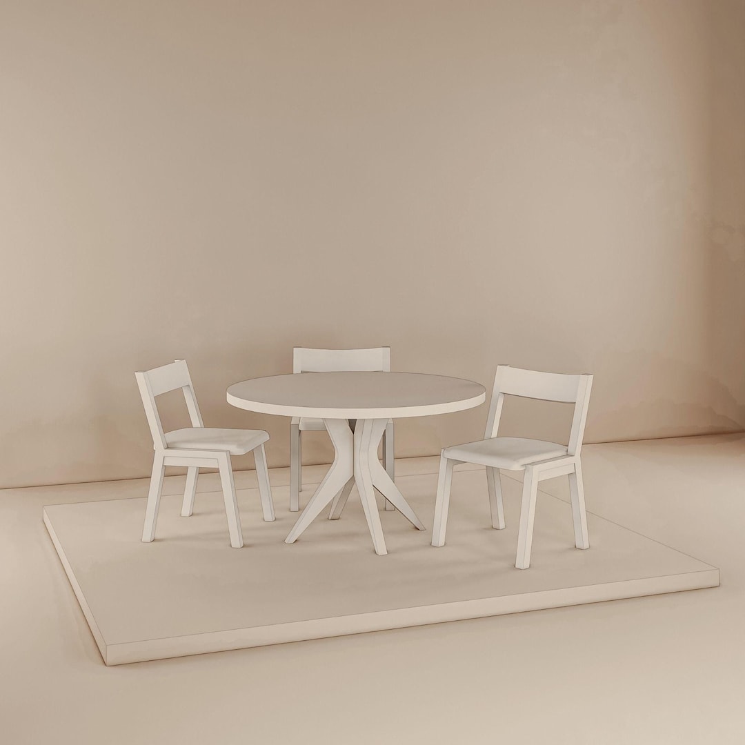 3D Dollhouse STL Files Table and Chairs STL Files for 3D Printing ...