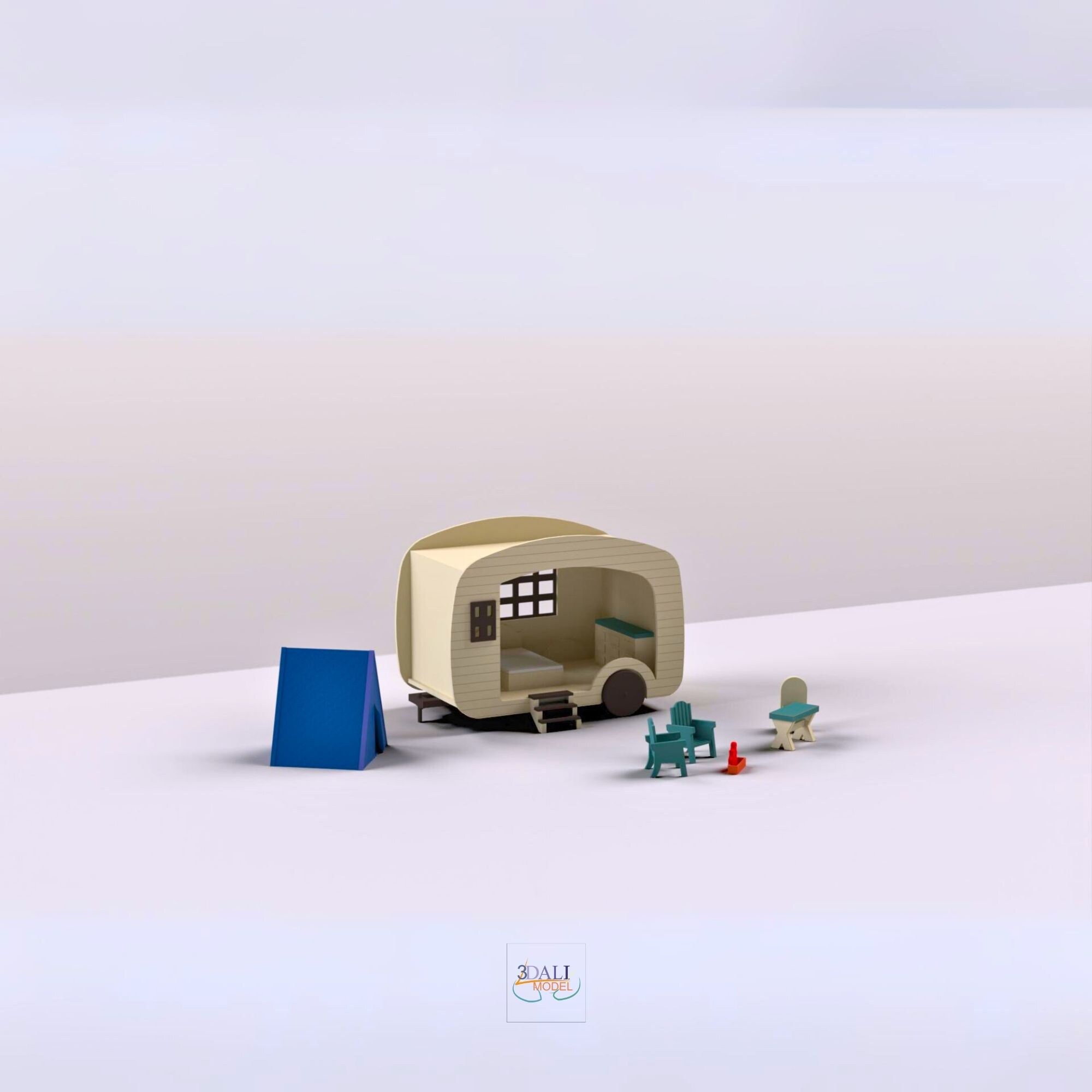 Caravan Camping STL File Miniature Furniture Dollhouse 1:24 Scale 3D ...